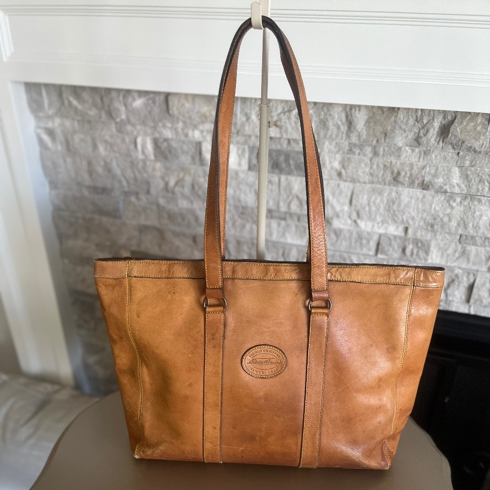 Large Eddie Bauer Tote Retro All Leather - Gem